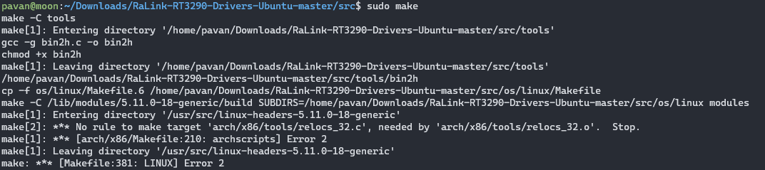 Unable to compile on Ubuntu 21.04 / Kernel 5.11.0-18 · Issue #4 · the-dagger/RaLink-RT3290 ...