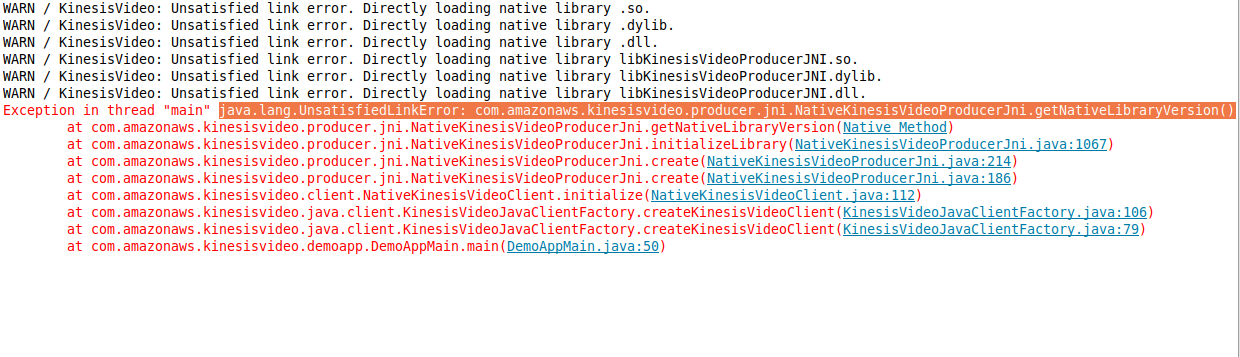 KinesisVideoProducerJNI UnsatisfiedLinkError · Issue #81 · awslabs/amazon-kinesis-video-streams ...