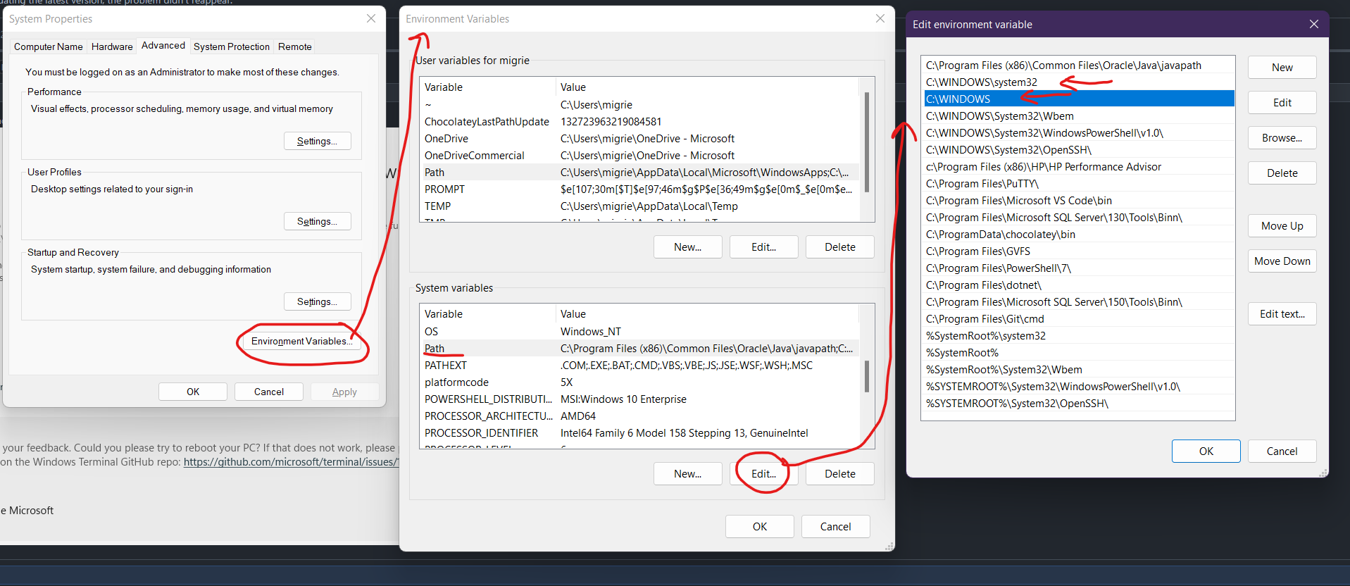 Open Windows Terminal with right-click context menu can't load environment variables · Issue ...