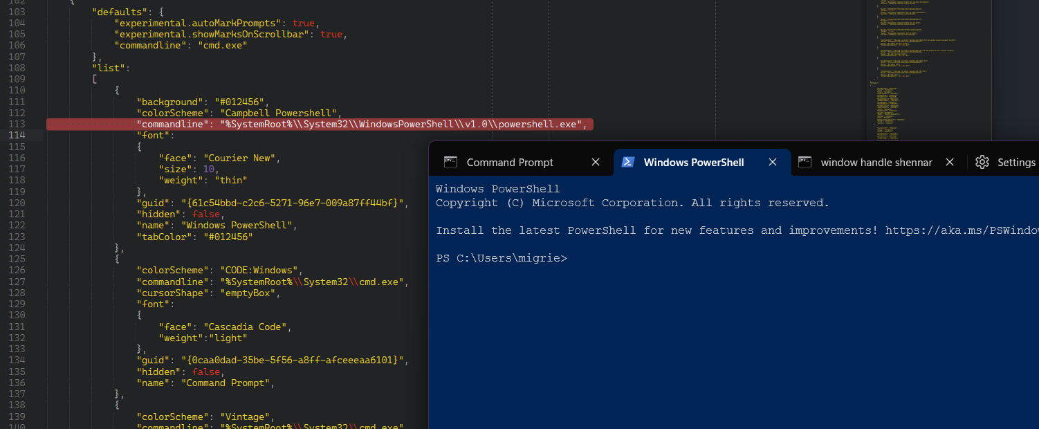 profiles.defaults should be default values, not override values, or ...