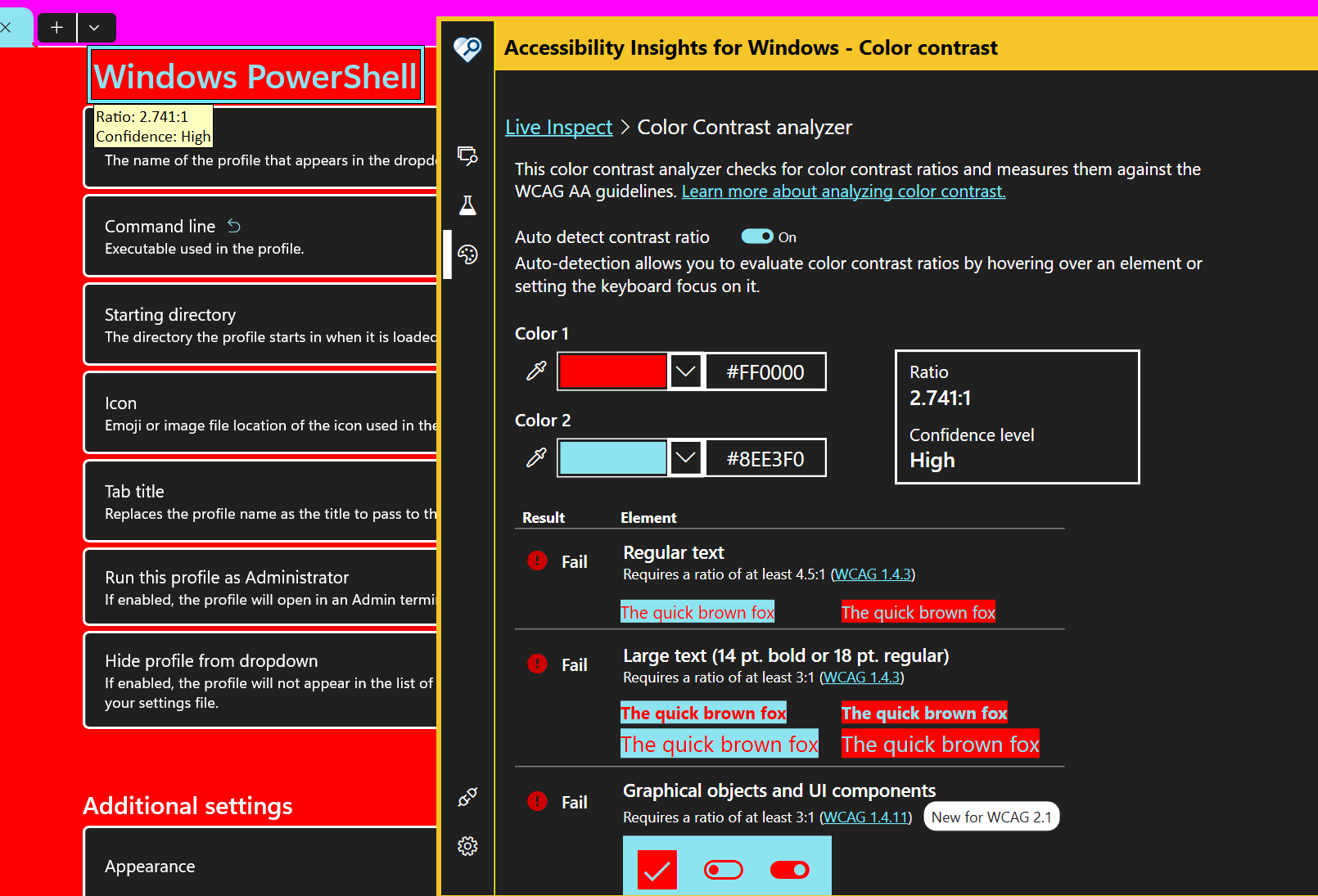 114 High Contrast Mode Causes The Sui Bg To Be All Red · Issue 13065 · Microsoftterminal