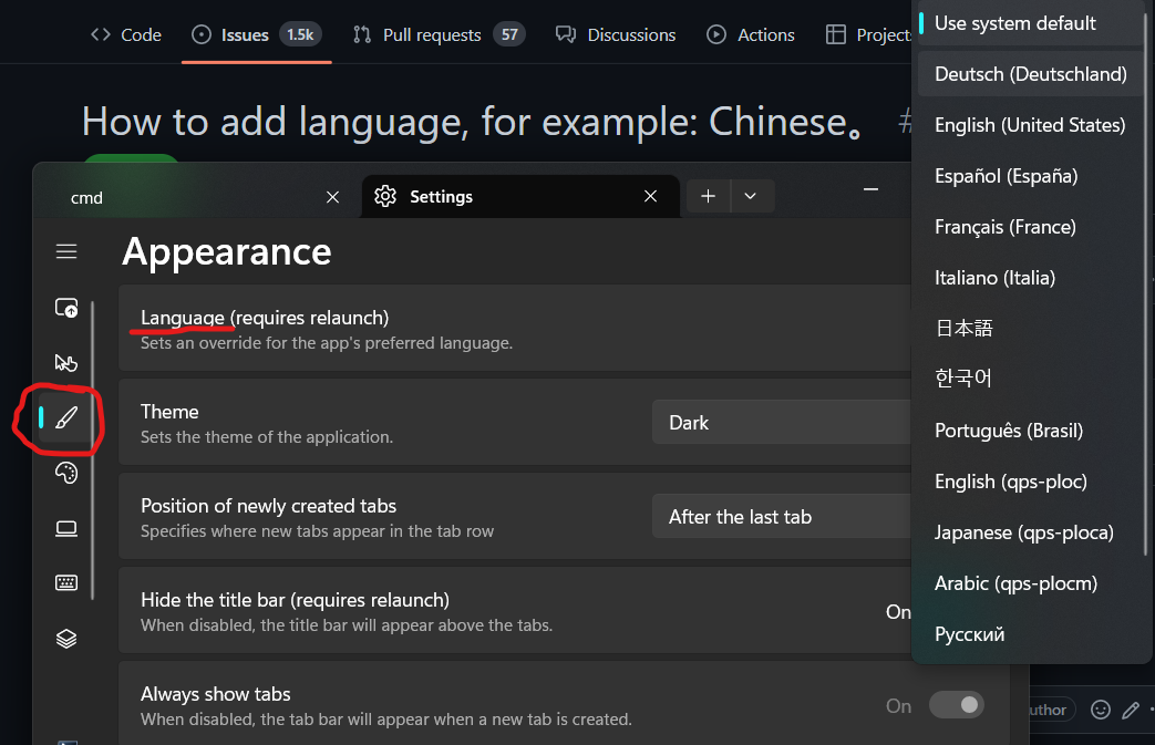 How To Add Language For Example Chinese。 · Issue 14281 · Microsoftterminal · Github 