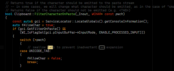 Pasting tab characters into the Terminal replaces these characters with ...