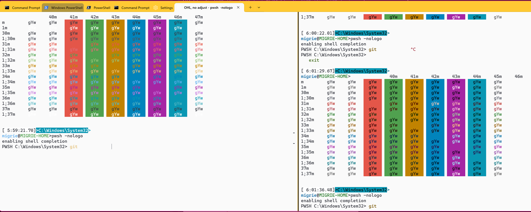 Something is, well, probably fine with One half light · Issue #15452 · microsoft/terminal · GitHub