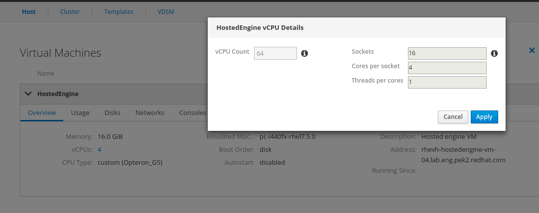 machines-ovirt: VCPU information is not the same in host and cluster ...