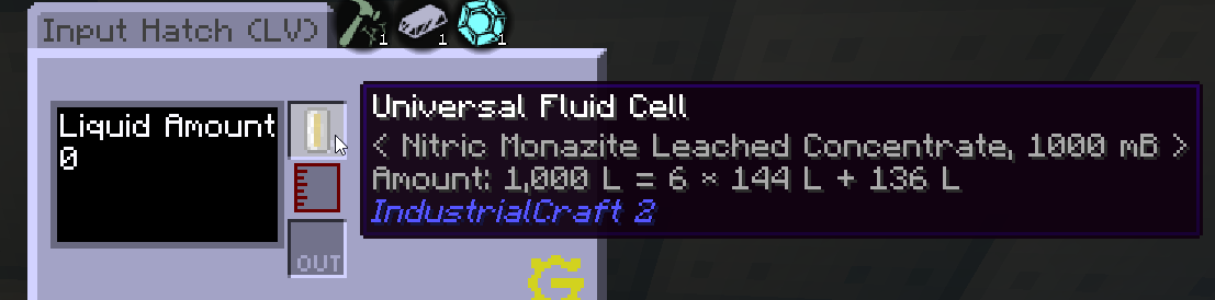 Nitric Monazite Leached Concentrate does not transfer as liquid, does not fulfill the recipe ...