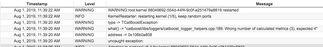 Google Colaboratory session crashed when training on GPU with the same metric in eval_metric and ...