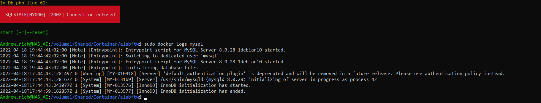 Mysql: Connection refused · Issue #3510 · elabftw/elabftw · GitHub