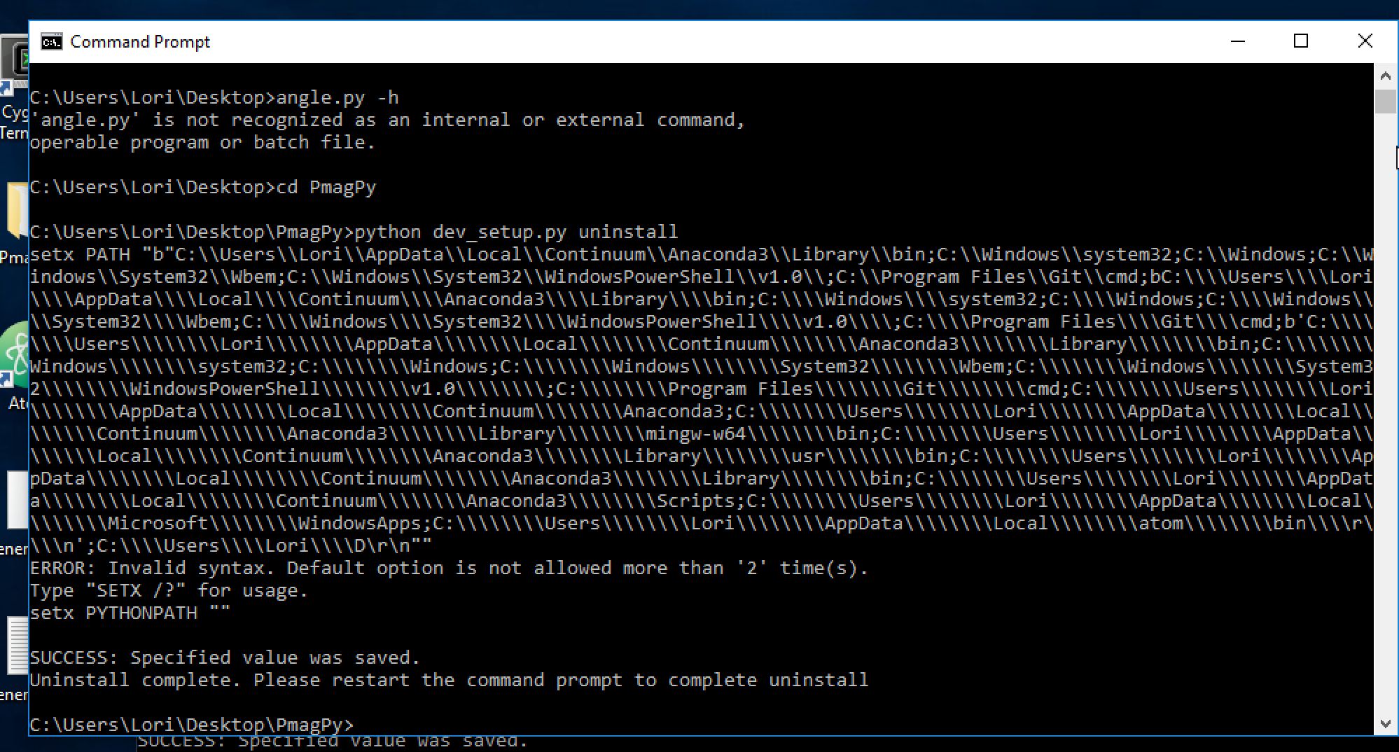 dev_setup.py not working as expected on Windows · Issue #244 · PmagPy/PmagPy · GitHub