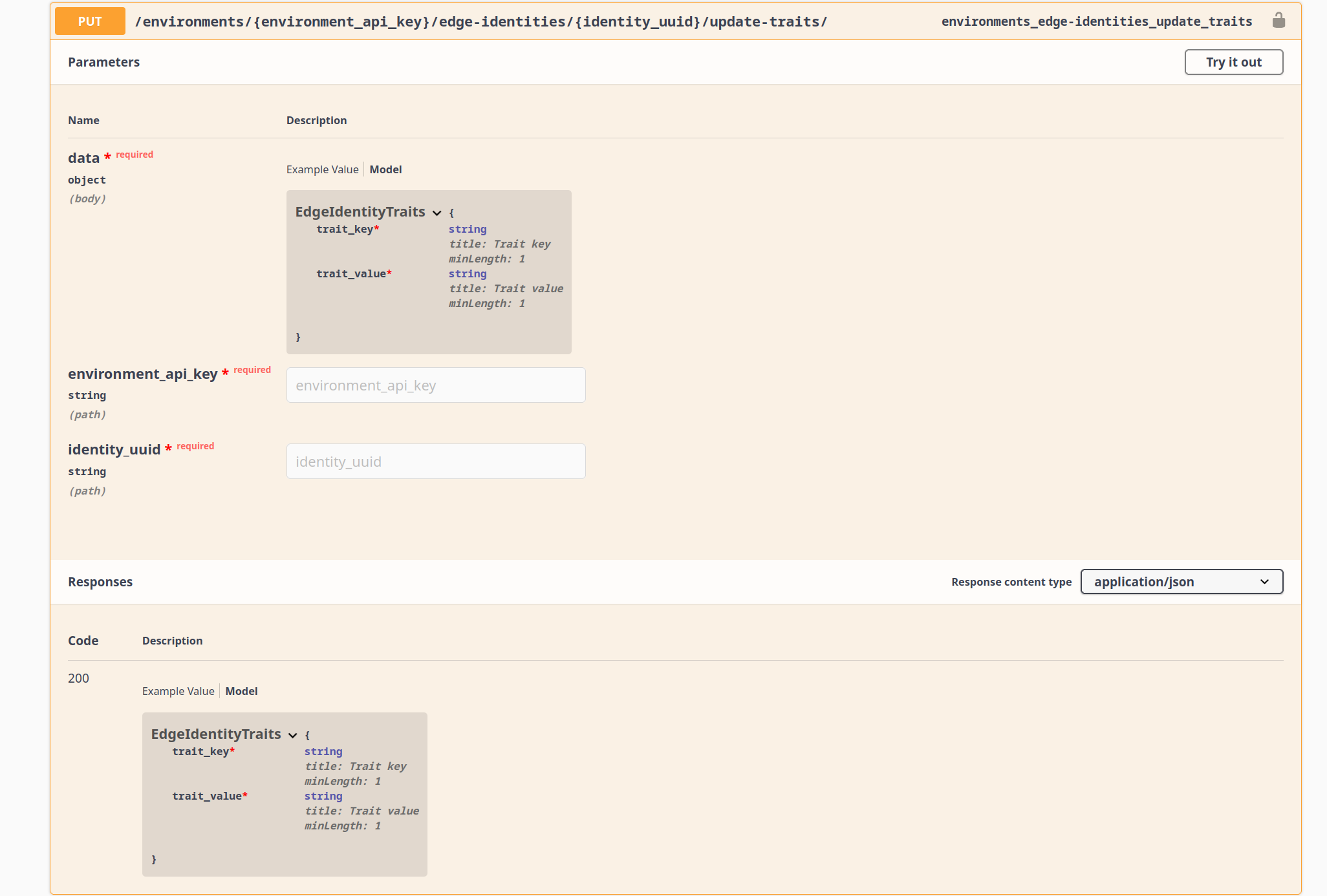 Use /environments/{environment_api_key}/edge-identities/{identity_uuid}/update-traits/ for ...