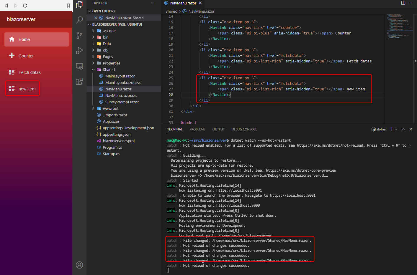Hot Reload doesn't work when you make any change in Shared/NavMenu.razor · Issue #33695 · dotnet ...