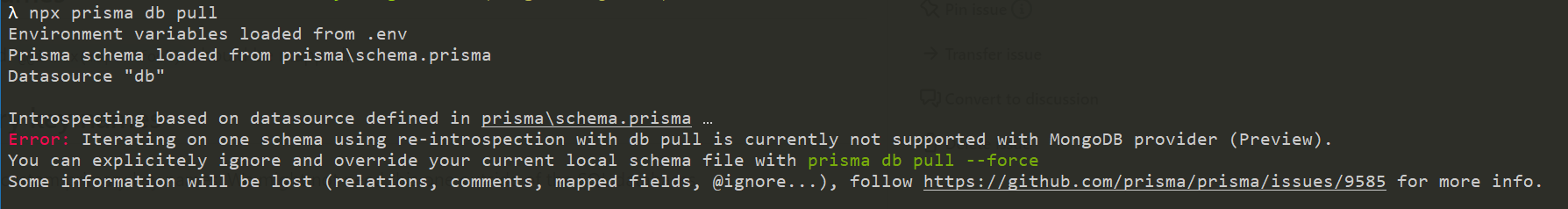 Mongodb Introspection Connects To Database Even When Failing With Error Message That Should Not 