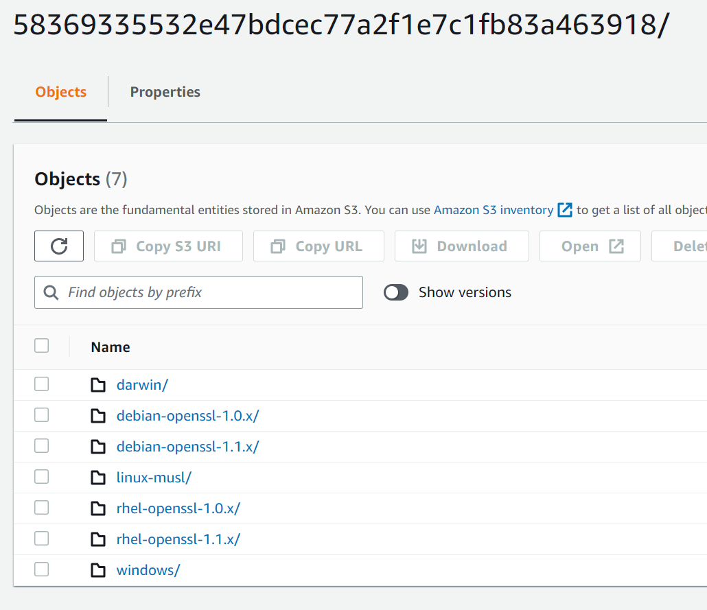 Prisma fails to build due to suddenly missing binaries (debian-openssl-3.0.x/prisma-fmt.gz ...