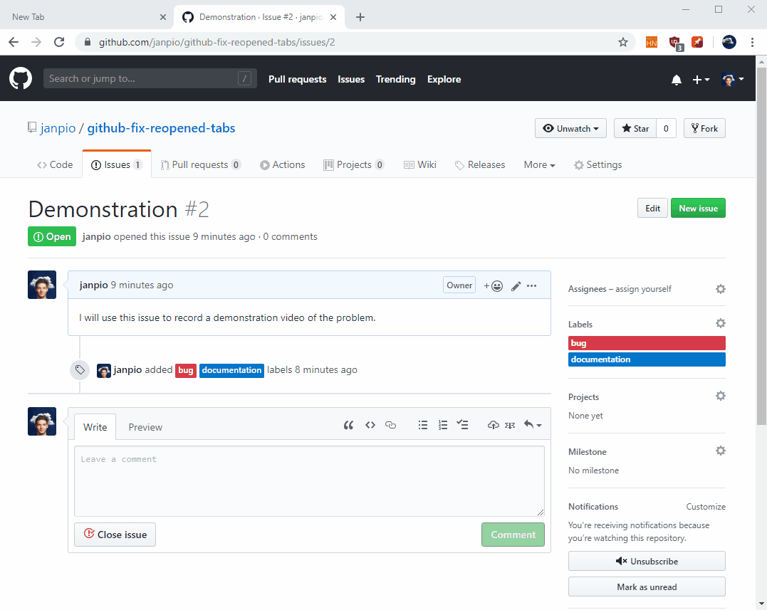 GitHub - janpio/github-fix-reopened-tabs: A browser extension that fixes the broken behaviour of ...