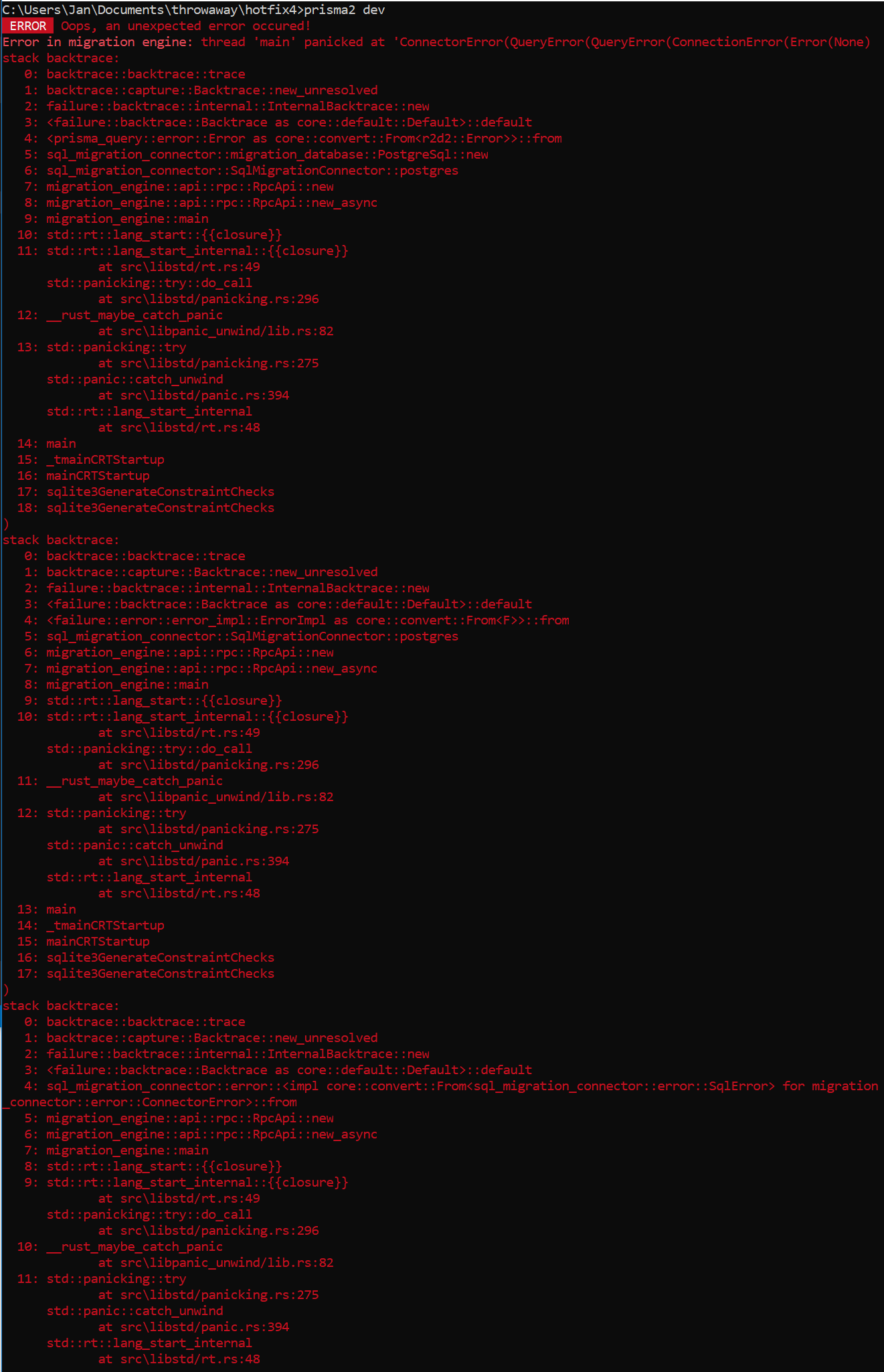 `prisma2 dev` stacktrace output detail · Issue #643 · prisma/prisma ...