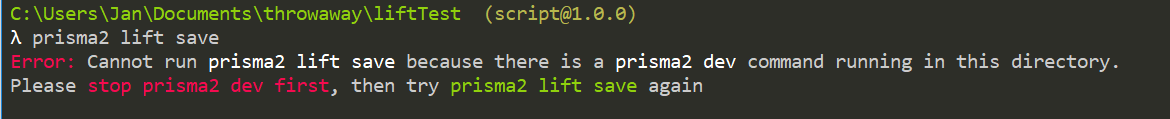 Wrong text color when running `prisma2 lift save` while `prisma2 dev` is running · Issue #284 ...