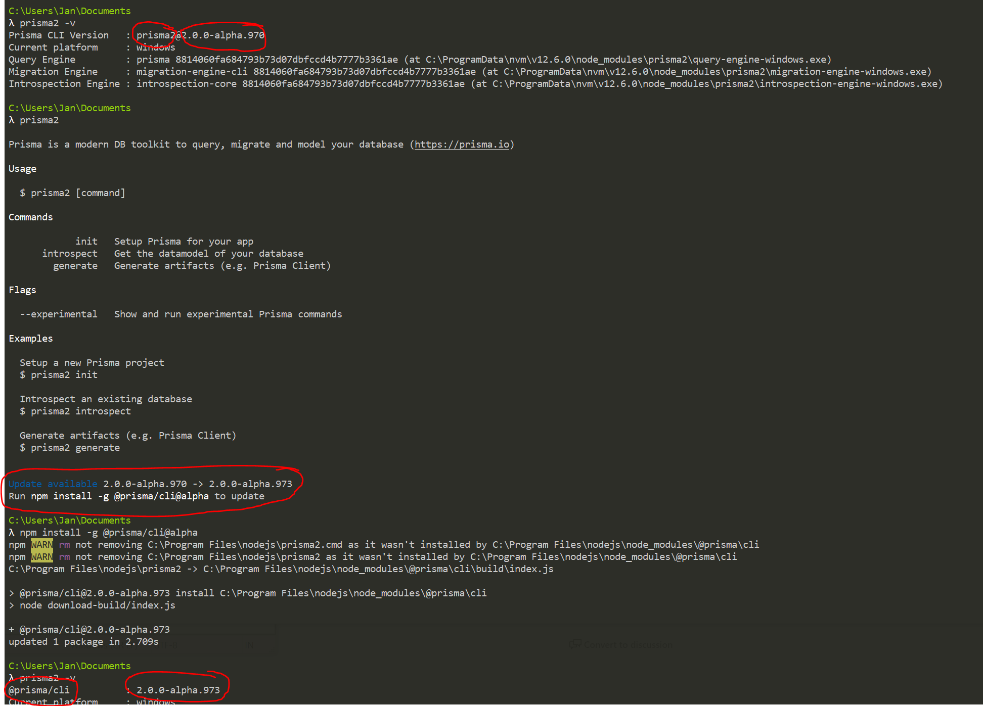 Update Notifier: Upgrade path from `prisma2` to `@prisma/cli` package · Issue #1862 · prisma ...