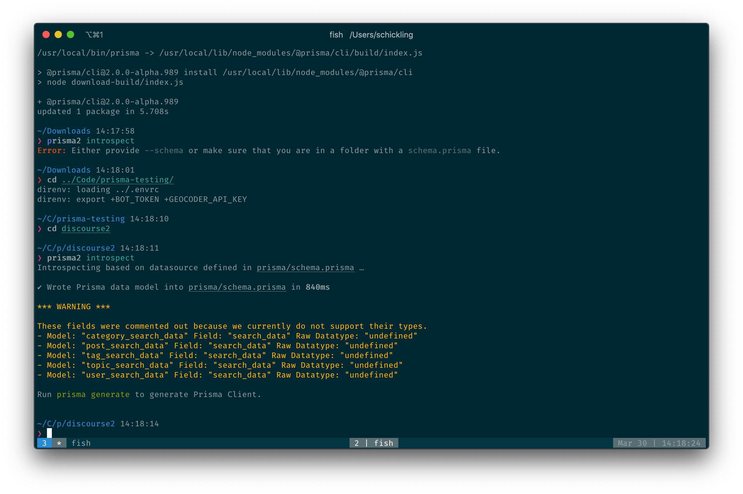 Introspection Warnings Raw Datatype Undefined · Issue 2008 · Prismaprisma · Github 