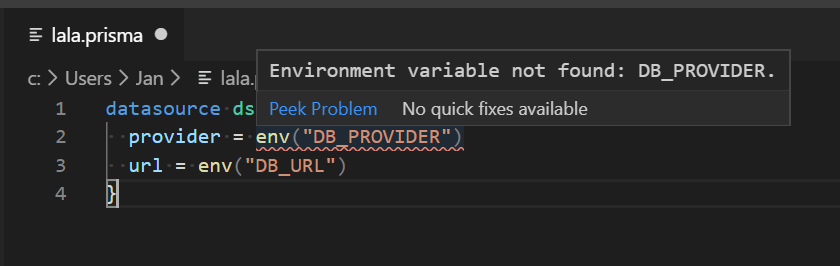 Add lint support for no env vars in provider field · Issue #17 · prisma/language-tools · GitHub