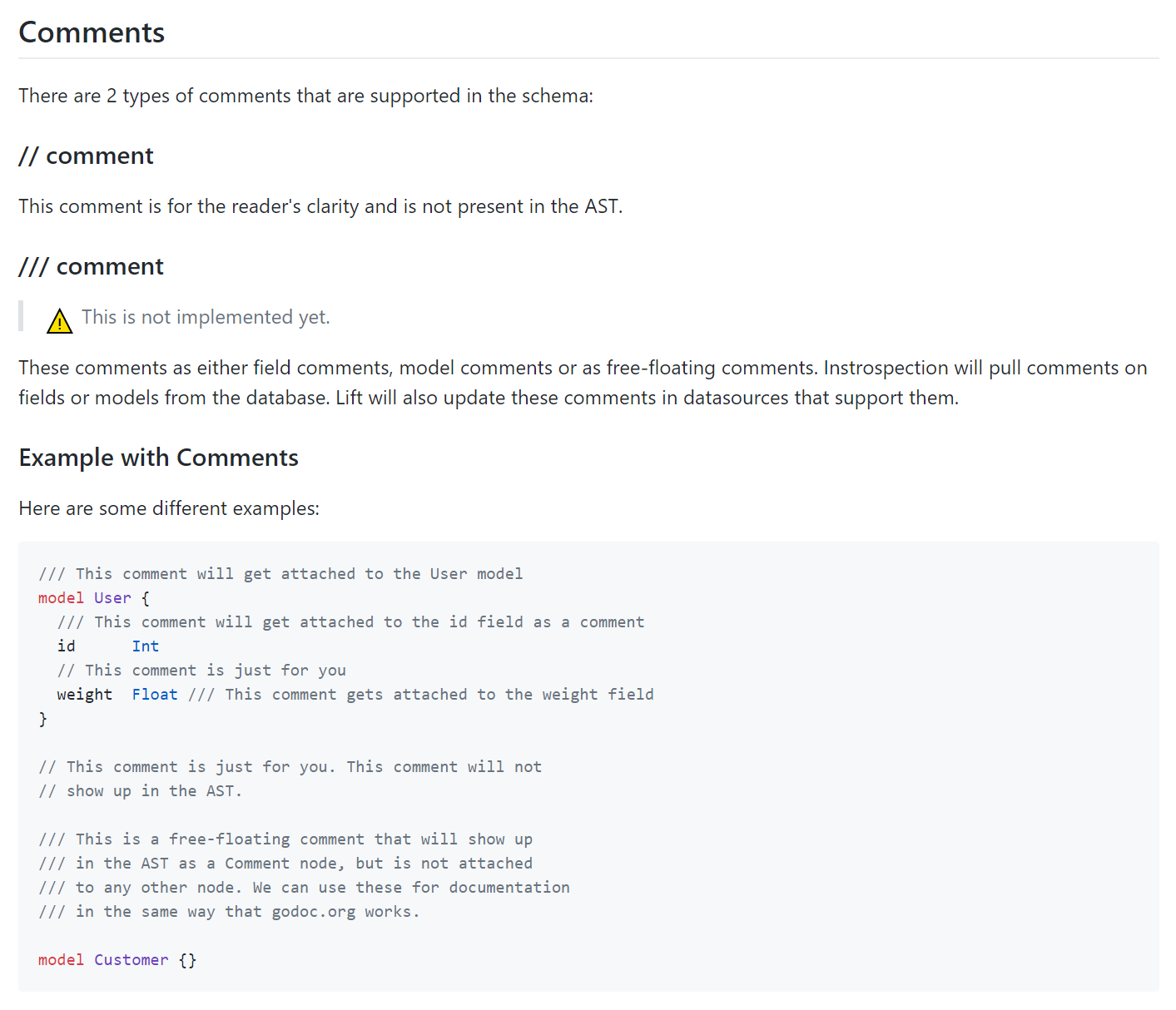 Clarify Schema Comments · Issue 2546 · Prismaprisma · Github