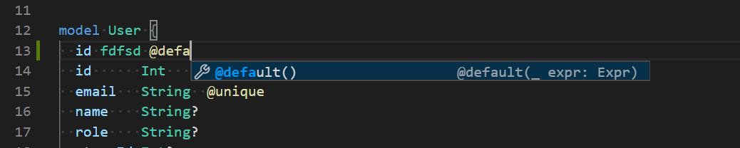 Using autocompletion for `@default()` puts curcor after `)` instead of inside `()` · Issue #169 ...