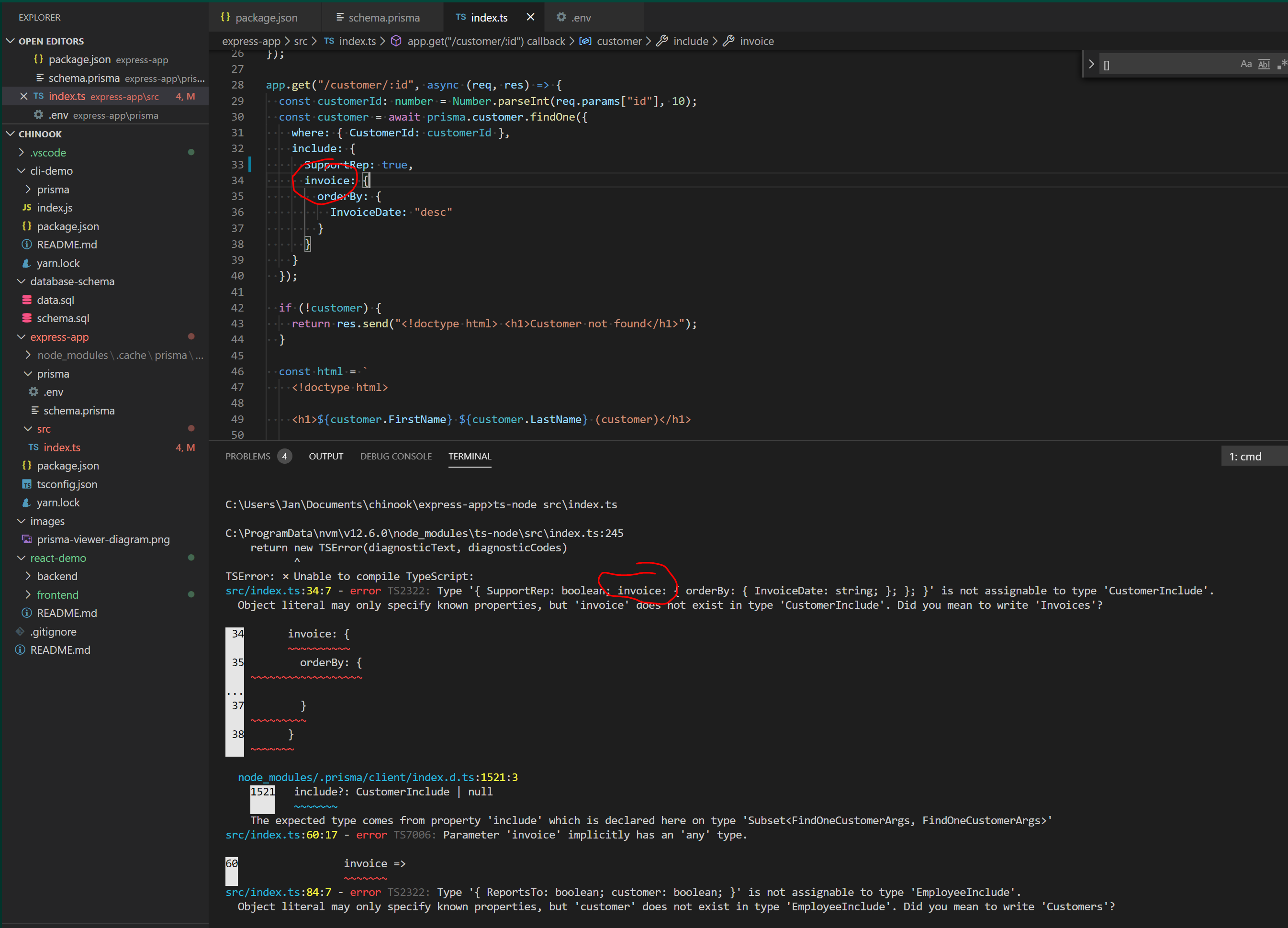 Why is VSCode not telling me with red squiggly line that `invoice` does ...