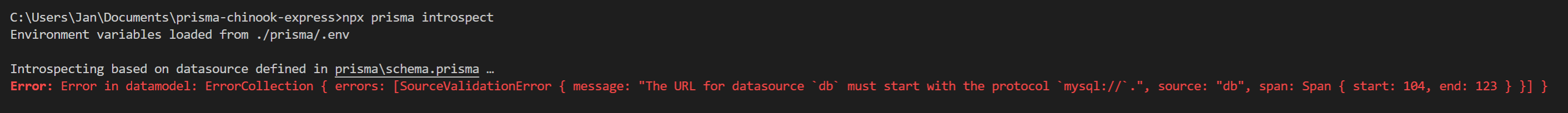 Provider connection string mismatch leads to strange error message · Issue #2749 · prisma/prisma ...