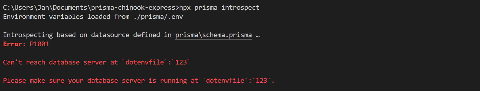Local environment variable wins against value in `prisma/.env` although CLI says it is reading ...