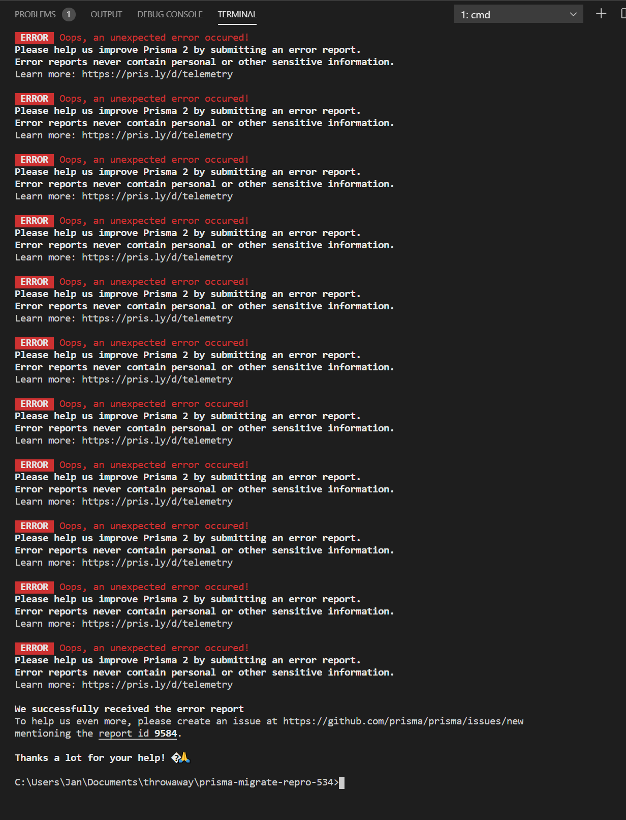 Multiple failures for error report, error report is just validation error in the end · Issue ...