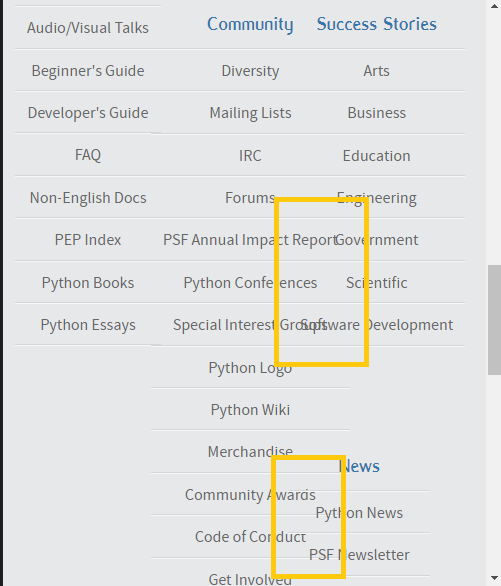 Issue with sitemap navigation menu do-not-print · Issue #2050 · python/pythondotorg · GitHub