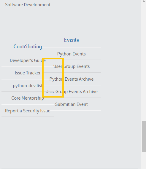 Issue with sitemap navigation menu do-not-print · Issue #2050 · python/pythondotorg · GitHub