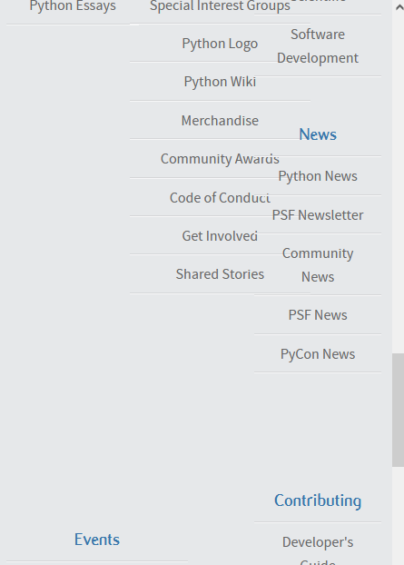 Issue with sitemap navigation menu do-not-print · Issue #2050 · python/pythondotorg · GitHub