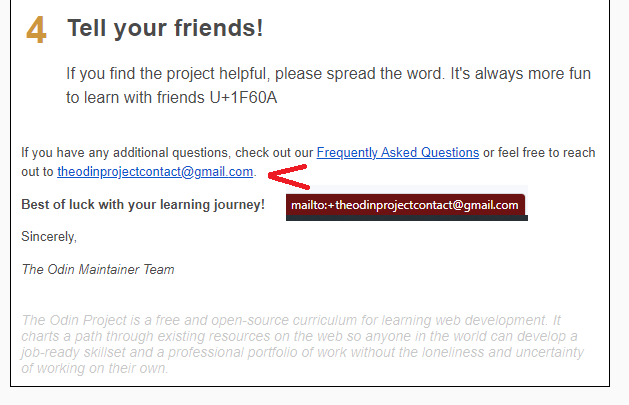 Bug: Invalid TheOdinProject email provided · Issue #3999 · TheOdinProject/theodinproject · GitHub