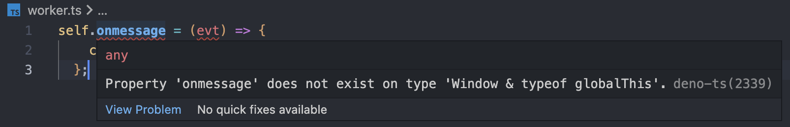 Type Definitions Missing For Web Worker Api In Global Scope · Issue 720 · Denoland Vscode Deno