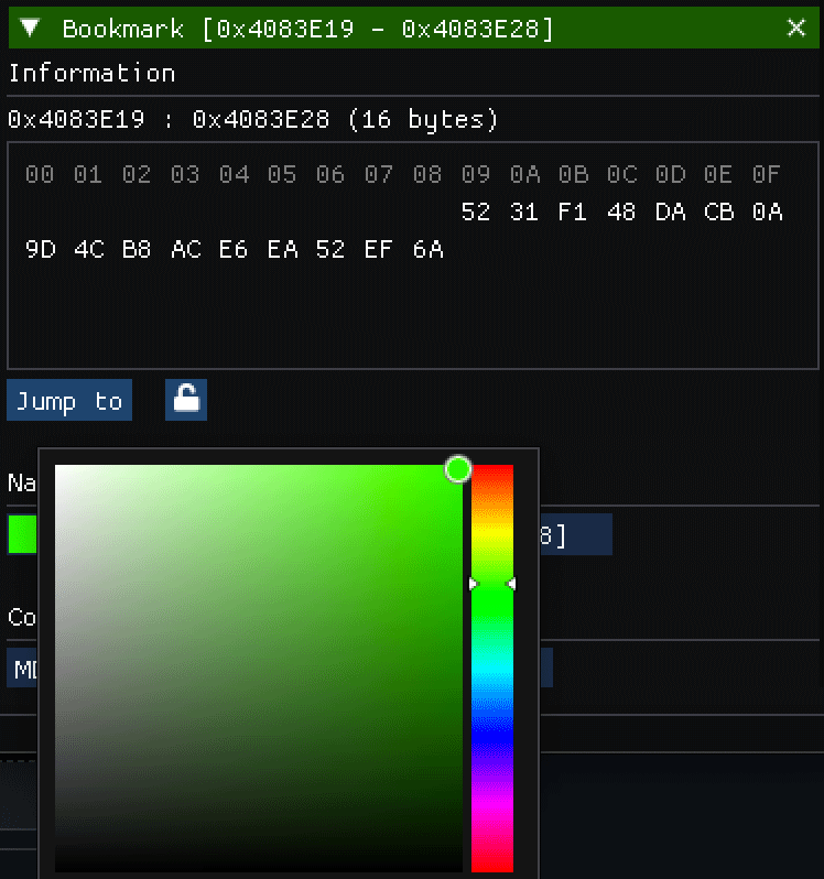 [Bug] Bookmark color does not match selected color · Issue #934 · WerWolv/ImHex · GitHub