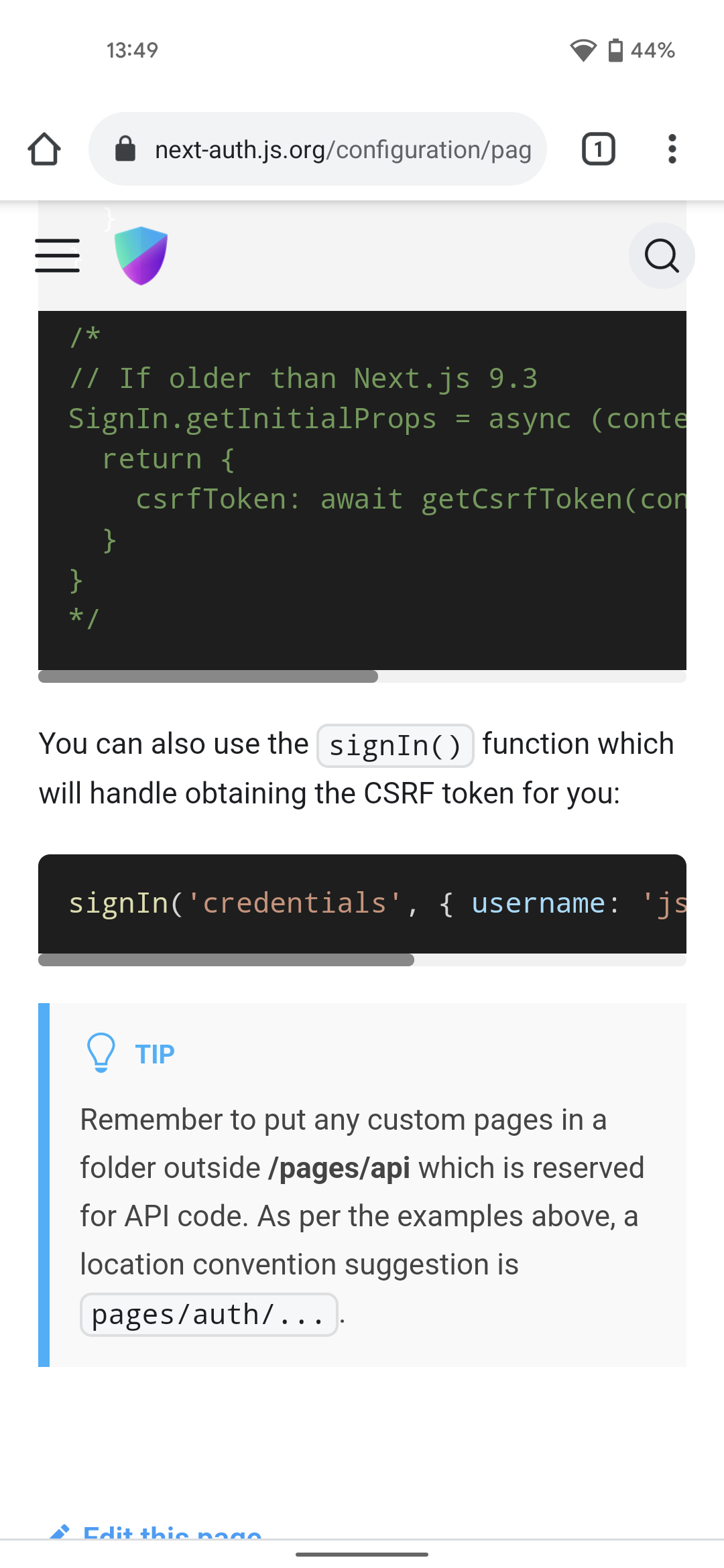 Live Documentation does not represent main branch · Issue #2309 · nextauthjs/next-auth · GitHub