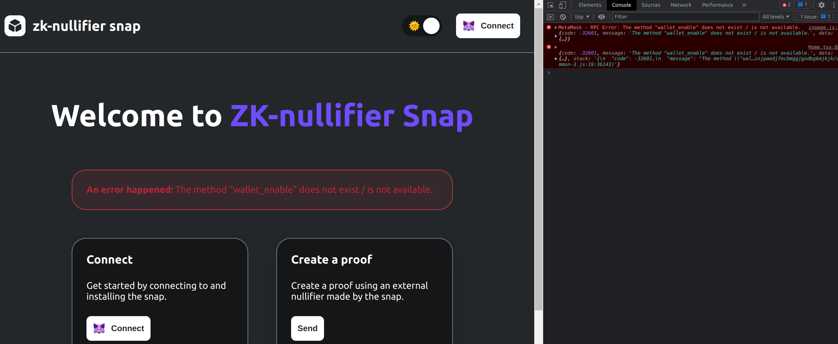 The method "wallet_enable" does not exist / is not available. · Issue #28 · plume-sig/zk ...