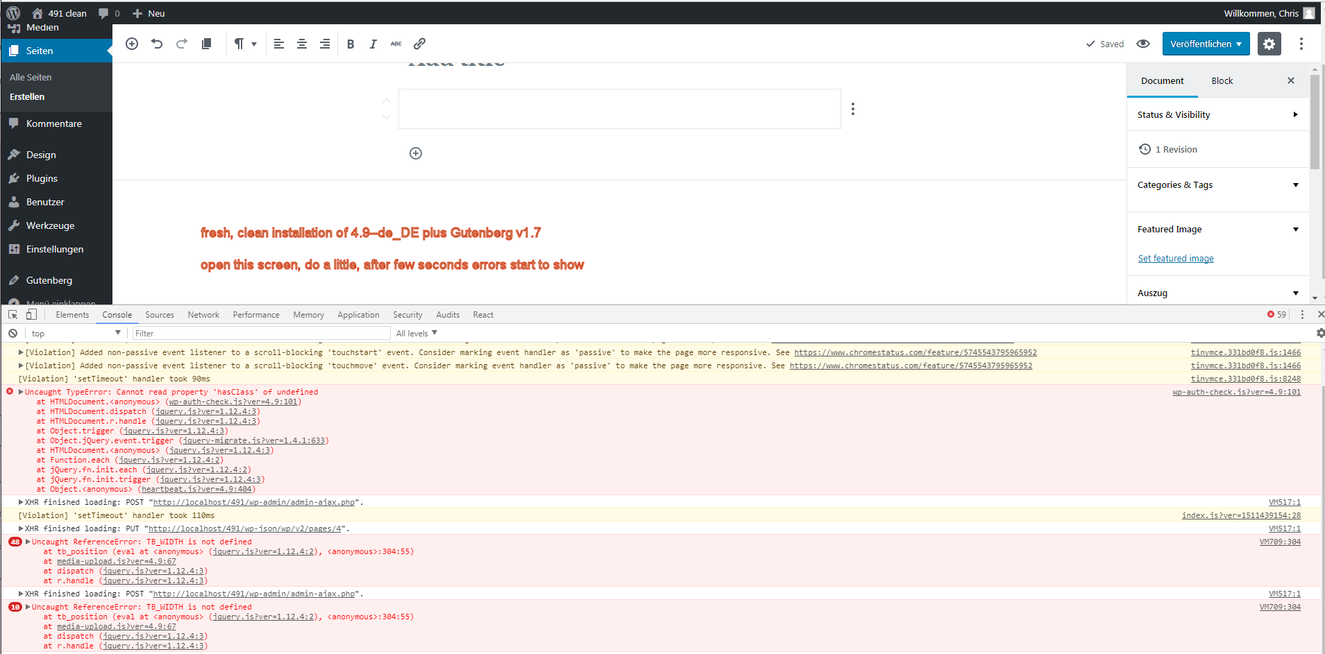 Intermittent failure "Cannot read property hasClass of undefined" · Issue #3465 · WordPress ...