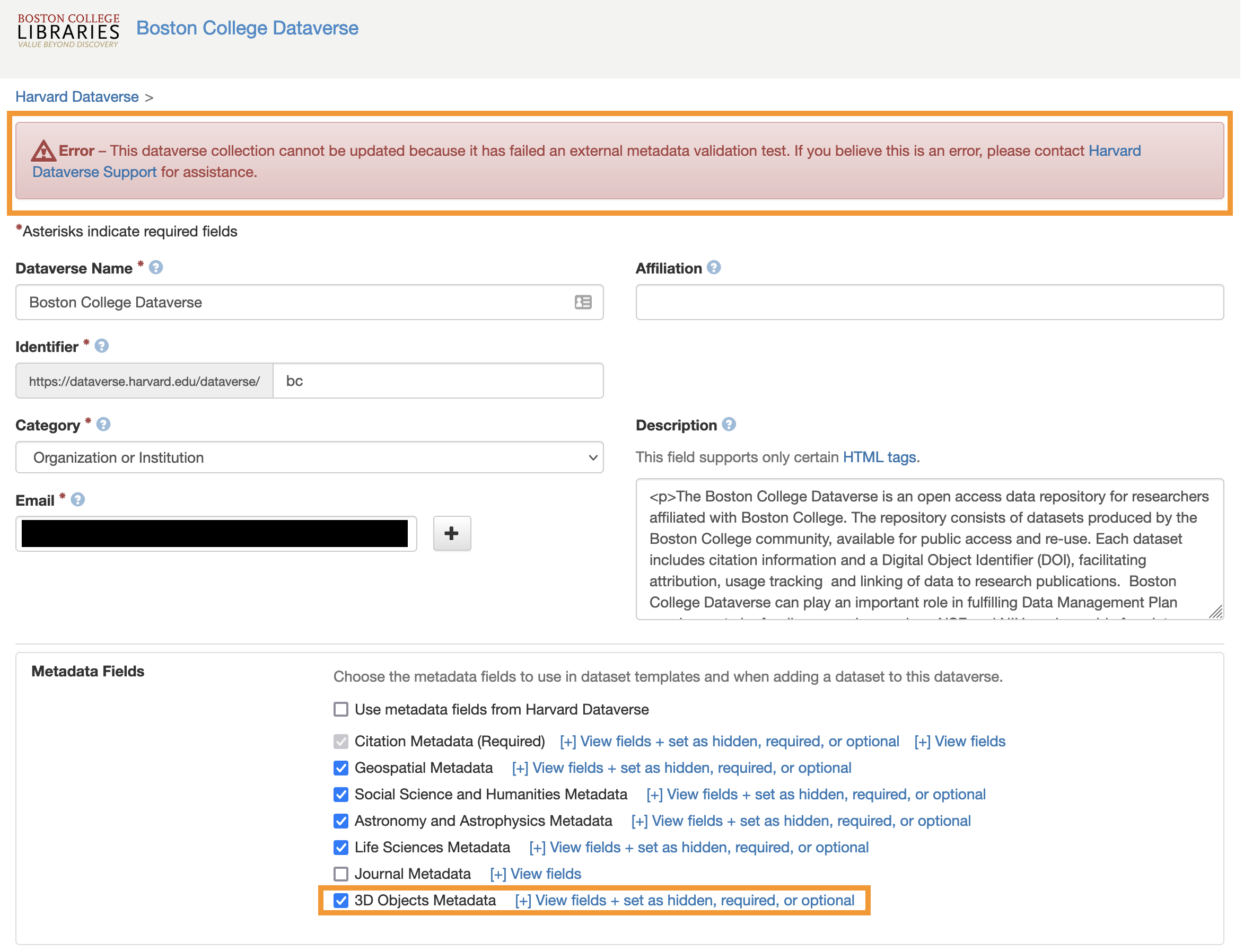 Accounts with Admin roles on Boston College Dataverse are unable to ...