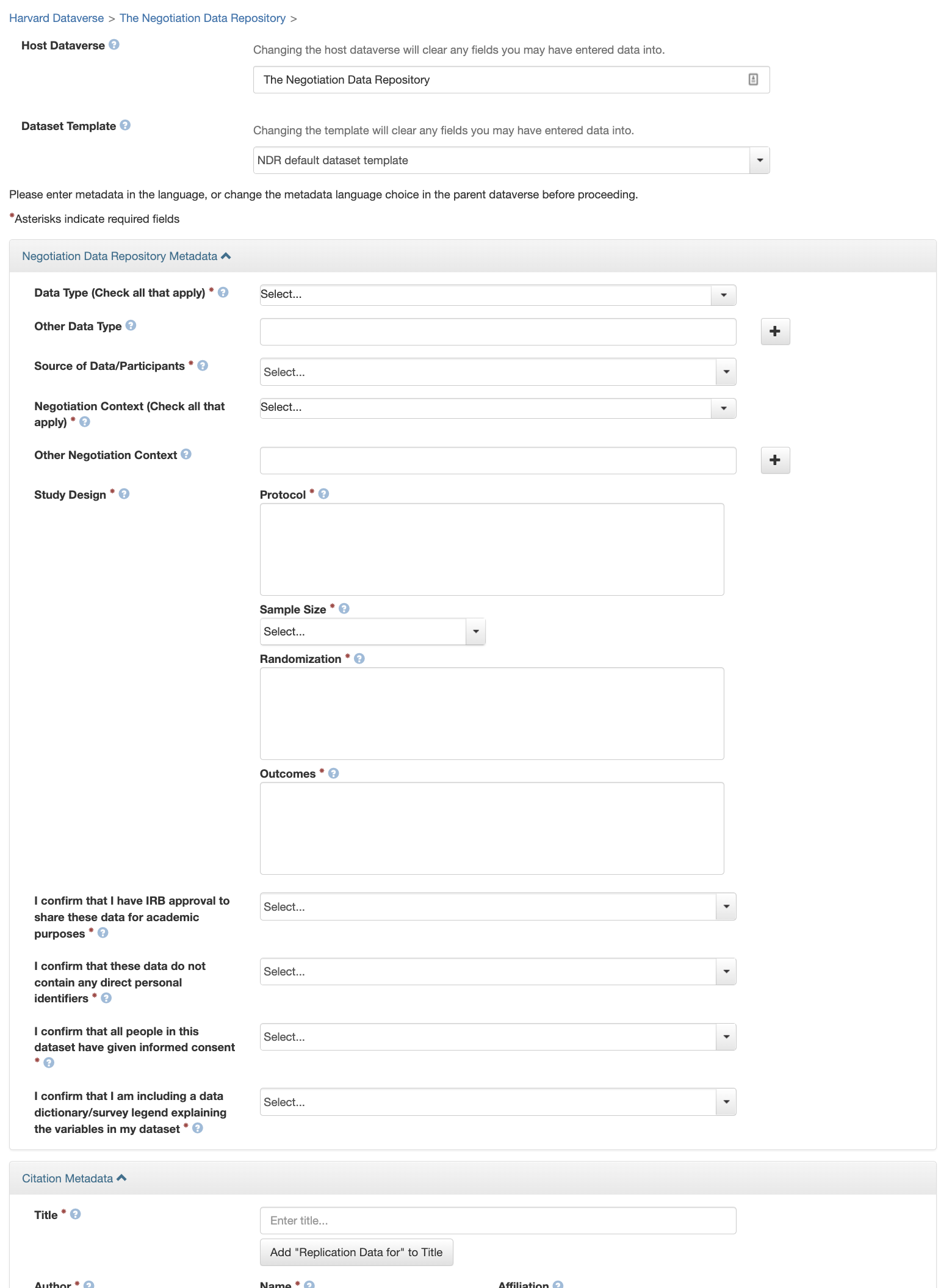 When creating, editing and viewing datasets in the ...