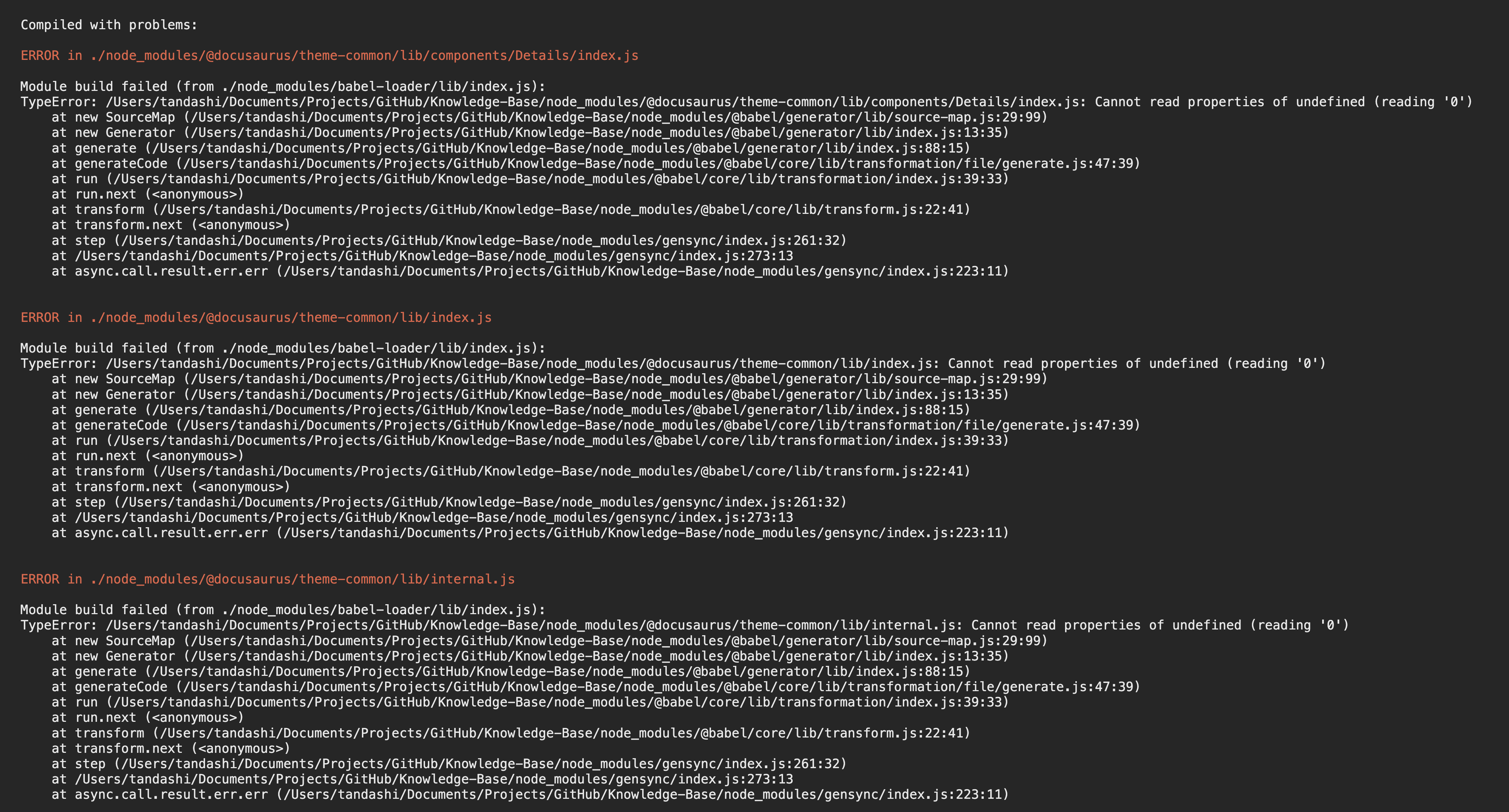 Newly created project doesn't start · Issue #8688 · facebook/docusaurus · GitHub