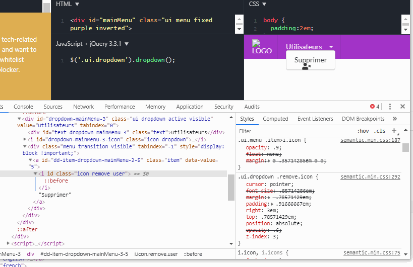 Some ui menu dropdown icon item breaks · Issue #742 · fomantic/Fomantic-UI · GitHub