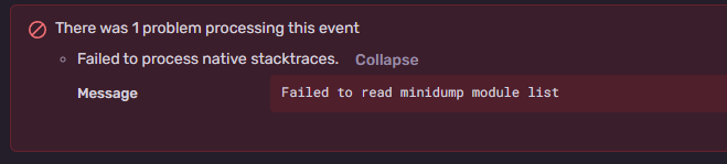 issue reports invalid minidumps that appear valid in MSVC · Issue #46231 · getsentry/sentry · GitHub