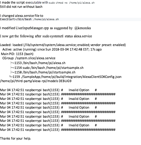 Running SampleApp automatically on system boot · Issue #539 · alexa/avs-device-sdk · GitHub