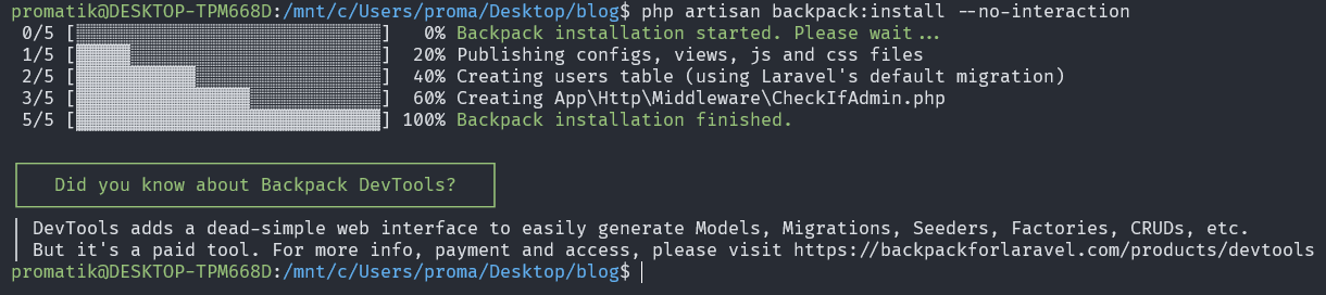 [Bug] New install command should not wait ad infinitum for user input · Issue #3841 · Laravel ...