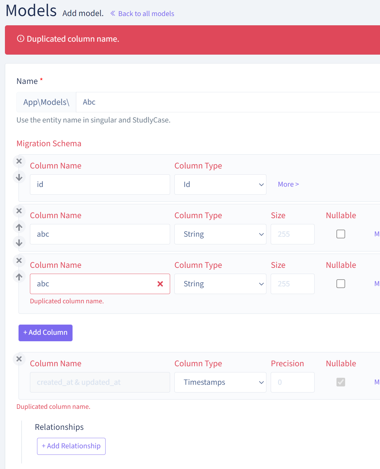 [Bug] DevTools - should not let dev submit the form when two columns have the same name · Issue ...