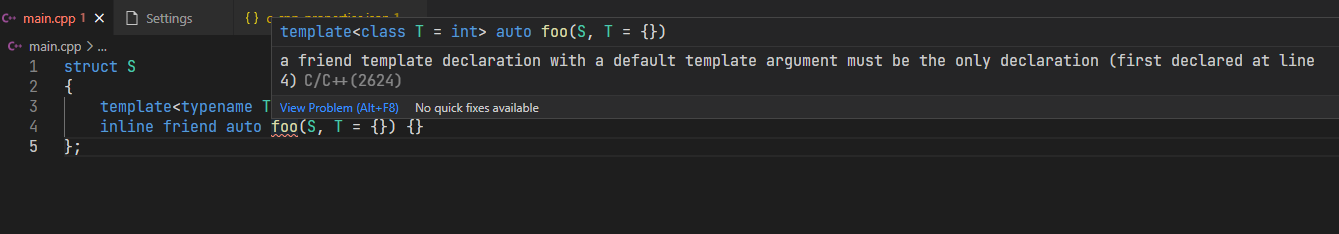 Invalid intellisense with defaulted template parameter in a friend function · Issue #7630 ...