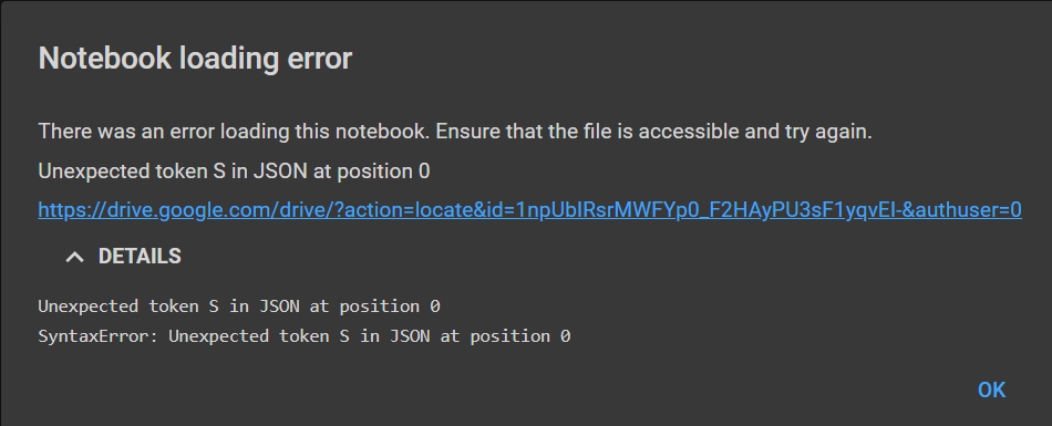 Drive notebook loads are failing · Issue #476 · googlecolab/colabtools · GitHub