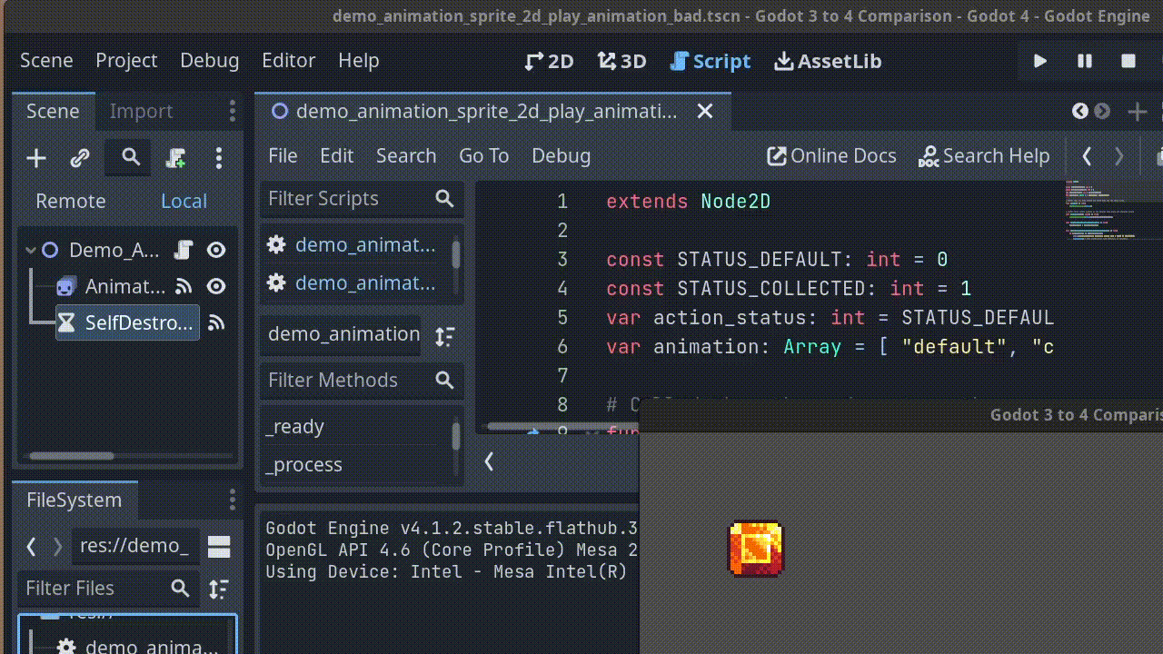 Random repro: Godot 4: AnimatedSprite2D: Animation plays multiple times but calling animation ...