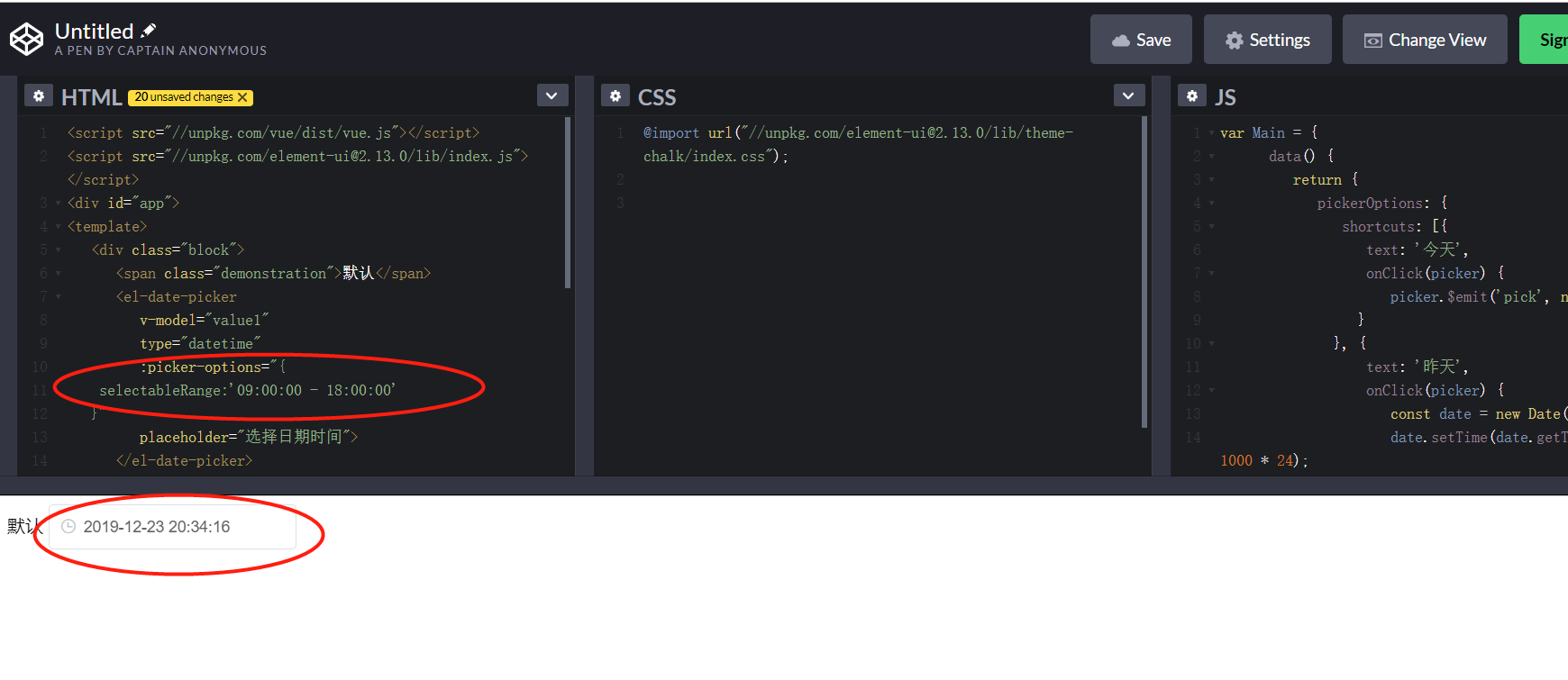 [bug report] datetimepicker limit time minute second range bug · Issue #18495 · ElemeFE/element ...